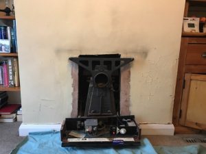 Fireplace with Black Slate Hearth and Decorative Gas Fire